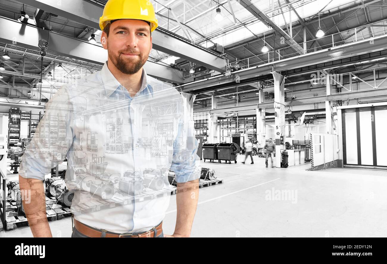 portrait of a successful engineer in mechanical engineering in industry ...