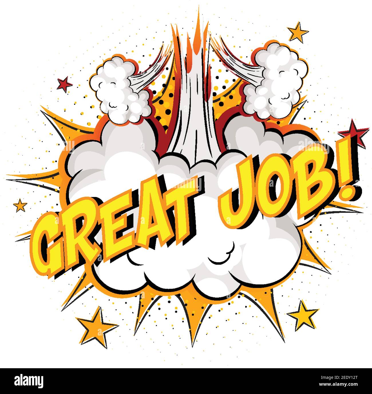 Word Great Job on comic cloud explosion background illustration Stock ...