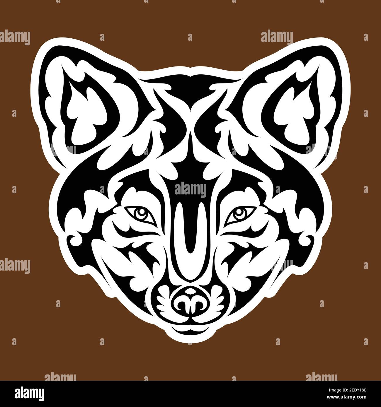 Hand drawn abstract portrait of a fox. Sticker. Vector stylized ...