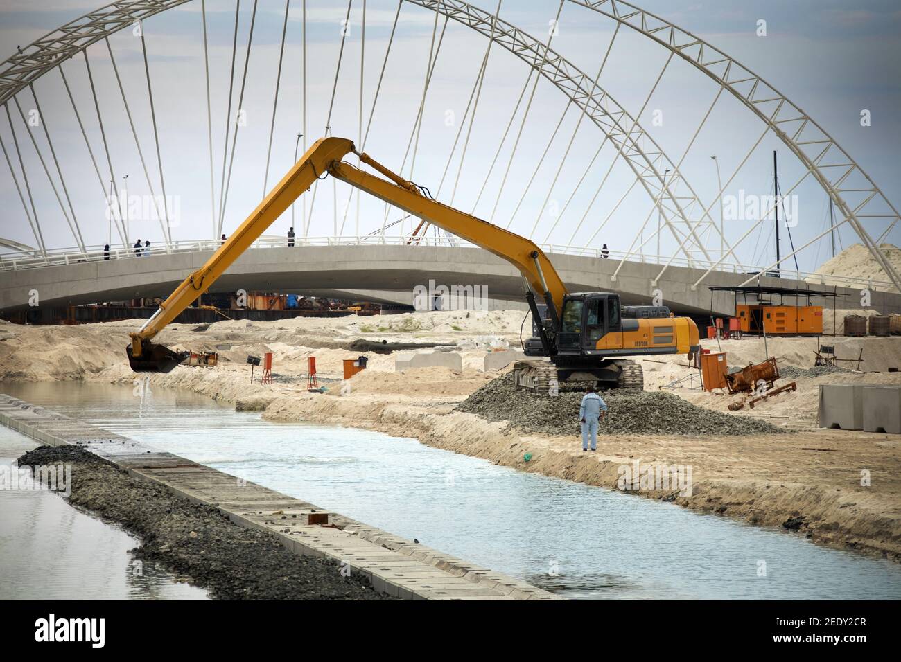 HULHUMALE, MALDIVES - Oct 13, 2020: Excavator Working in Hulhumale ...