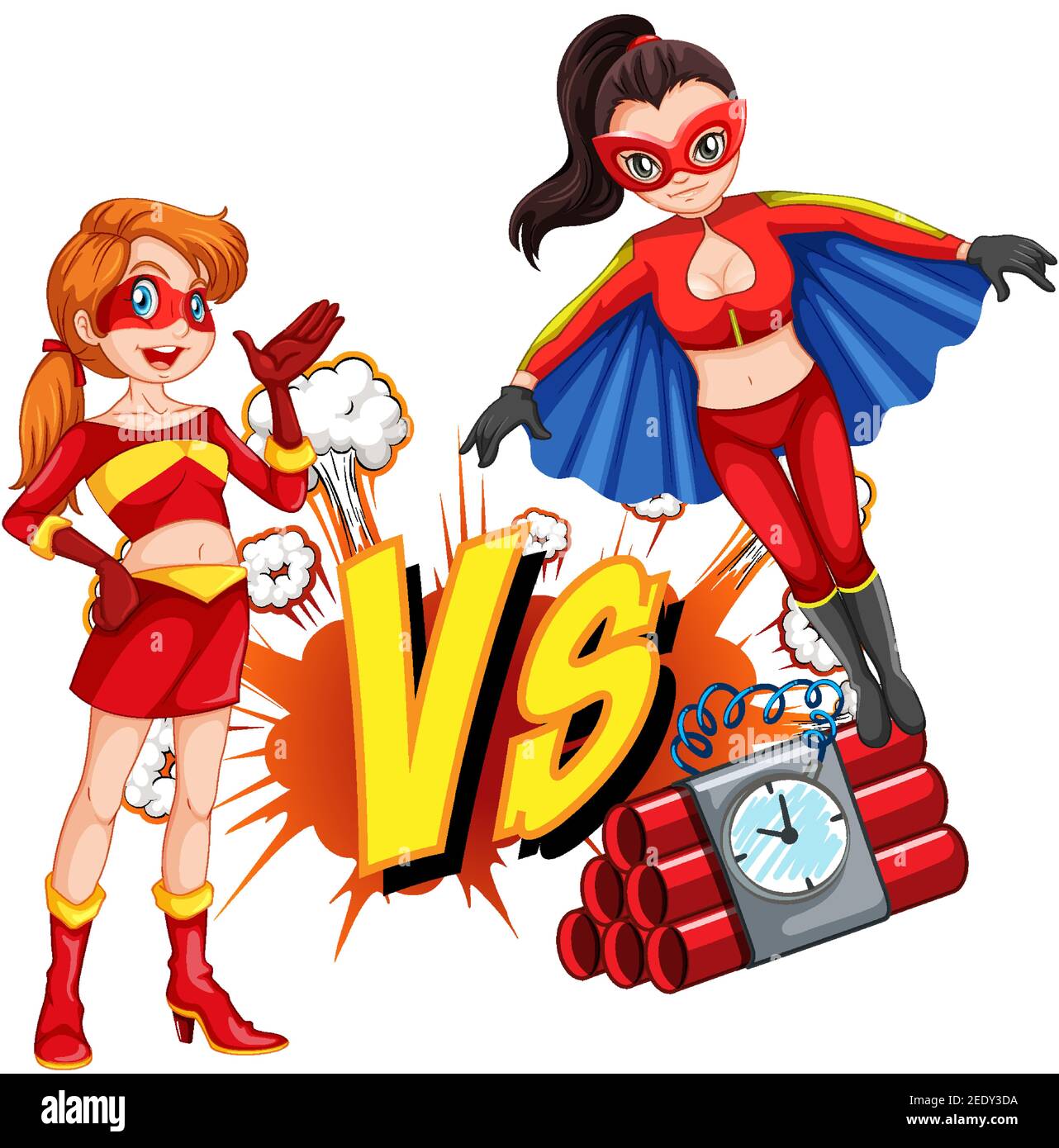 Two superheroes fighting each other illustration Stock Vector Image ...
