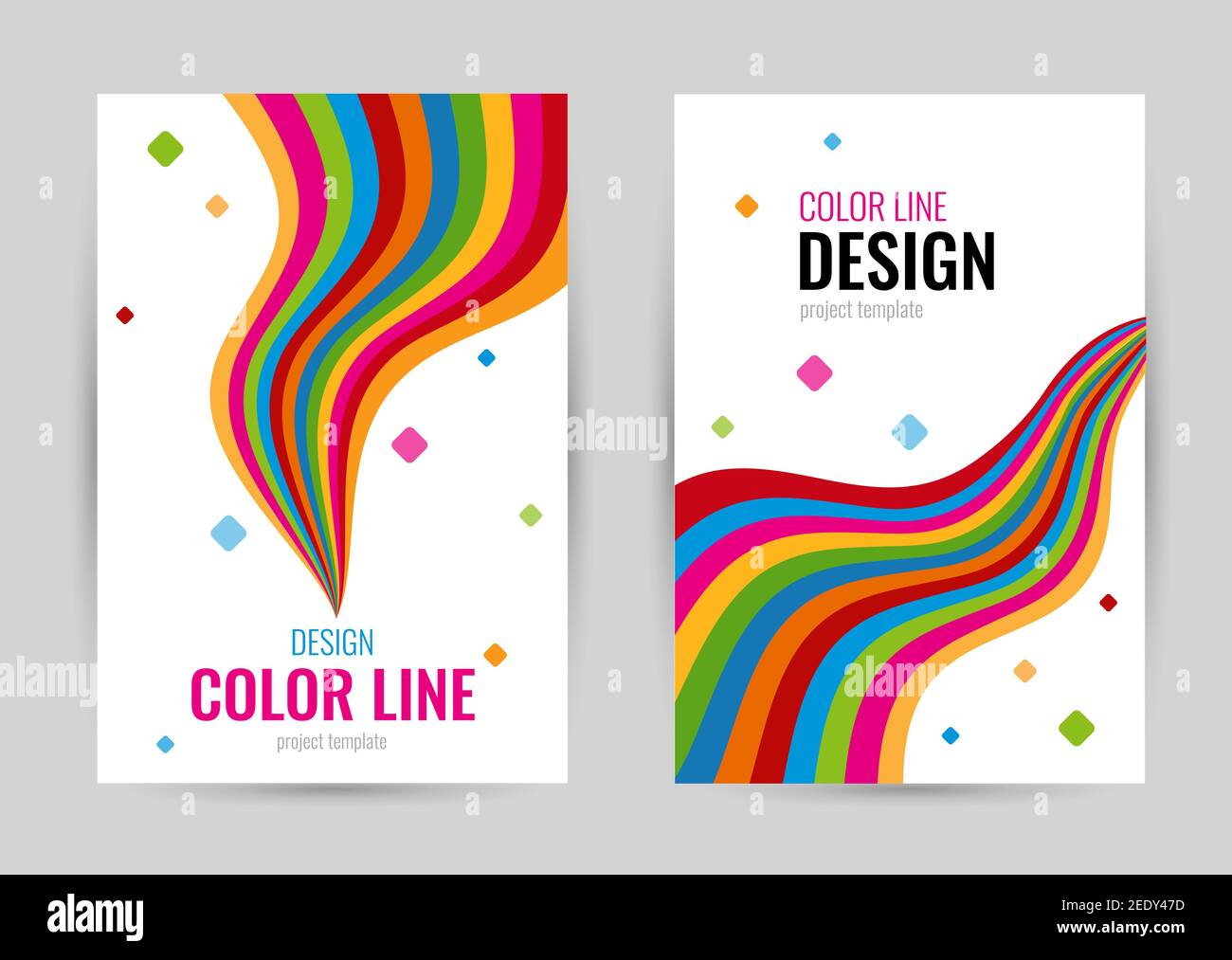 Bright cover with rainbow line on white background. Abstract vector ...