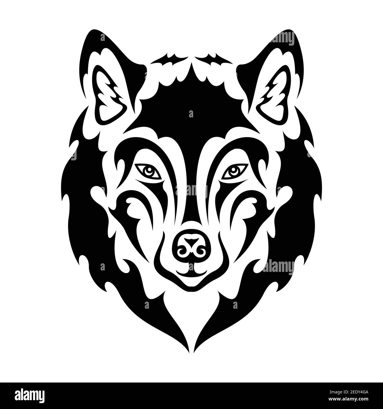 Hand drawn abstract portrait of a wolf. Vector stylized illustration ...
