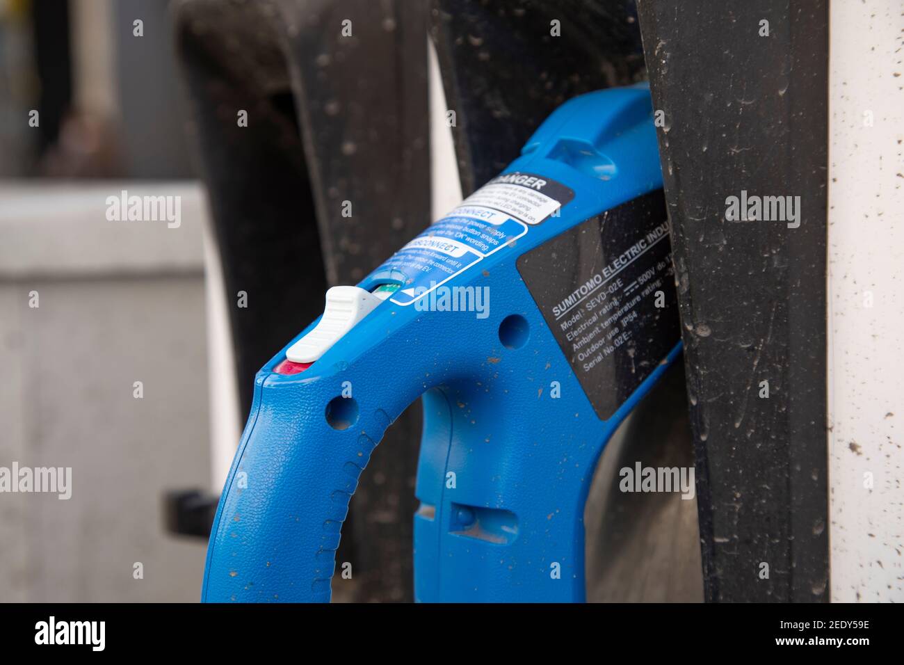 Madrid, Spain - February 07, 2021: Charging point for electric and ...