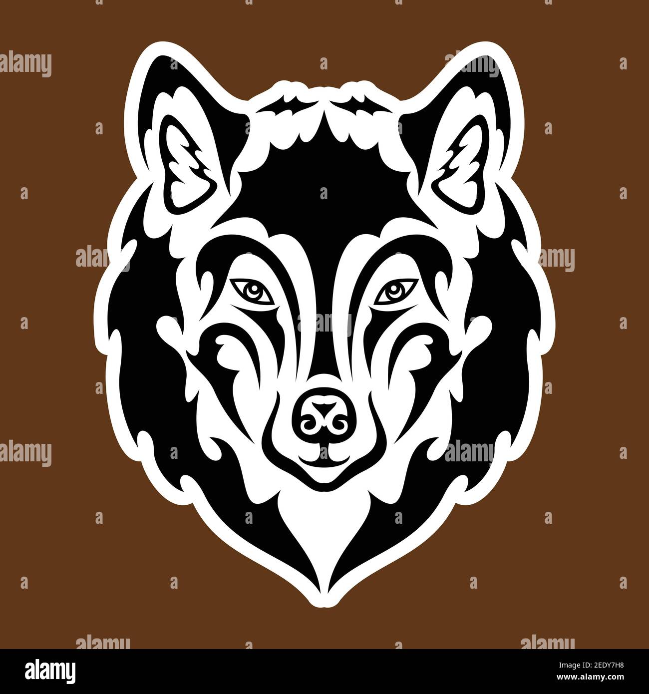 Hand drawn abstract portrait of a wolf. Sticker. Vector stylized ...