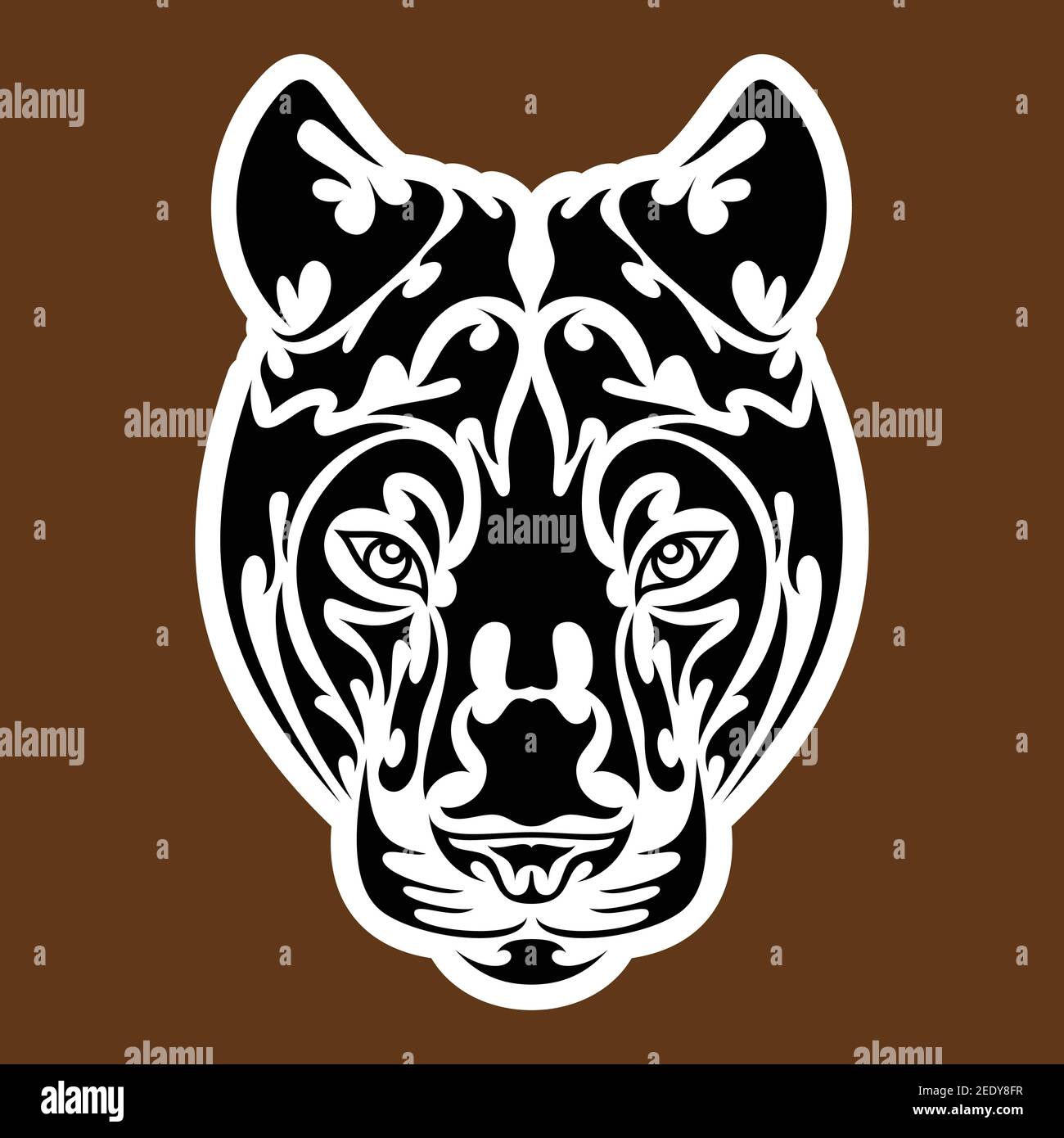 Hand drawn abstract portrait of a panther. Sticker. Vector stylized ...