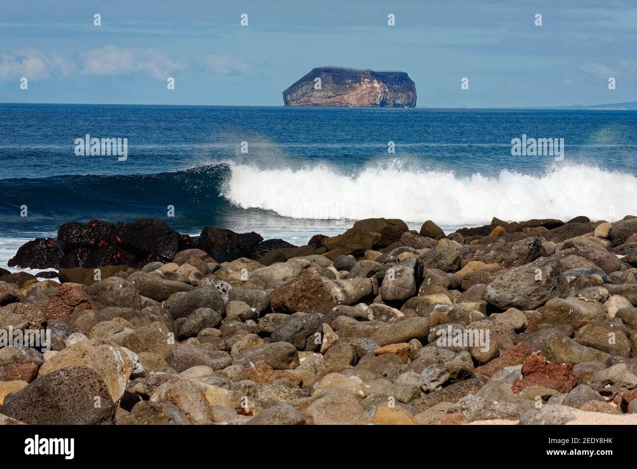 Daphne Minor, barren volcanic islet, tuff crater, rim rising 394 feet ...