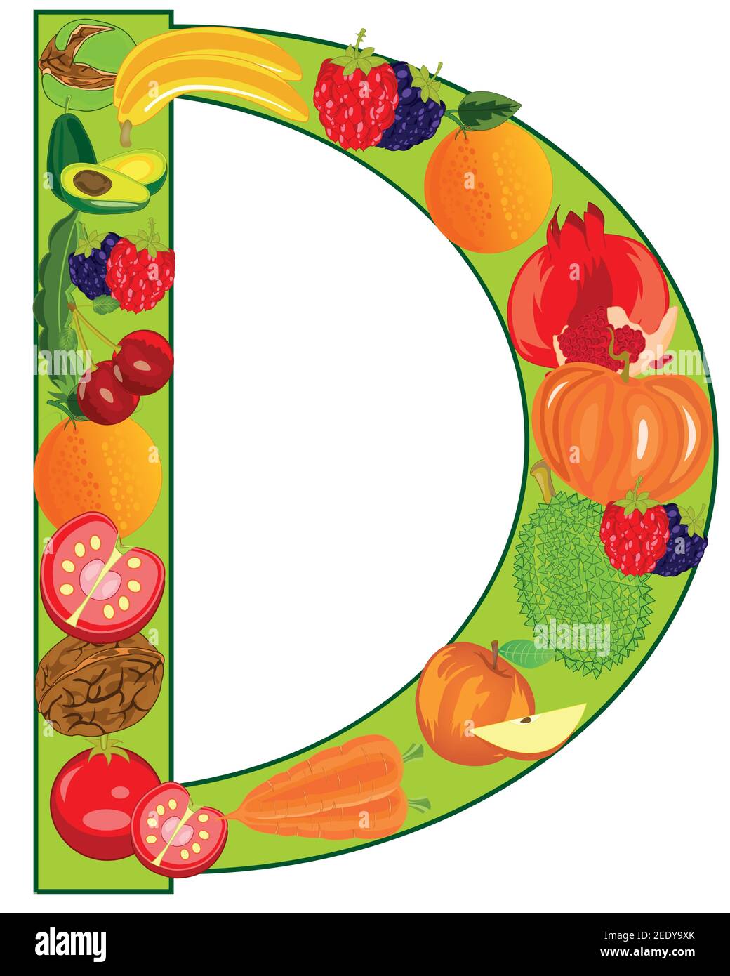 English letter D from fruit on white background is insulated Stock ...