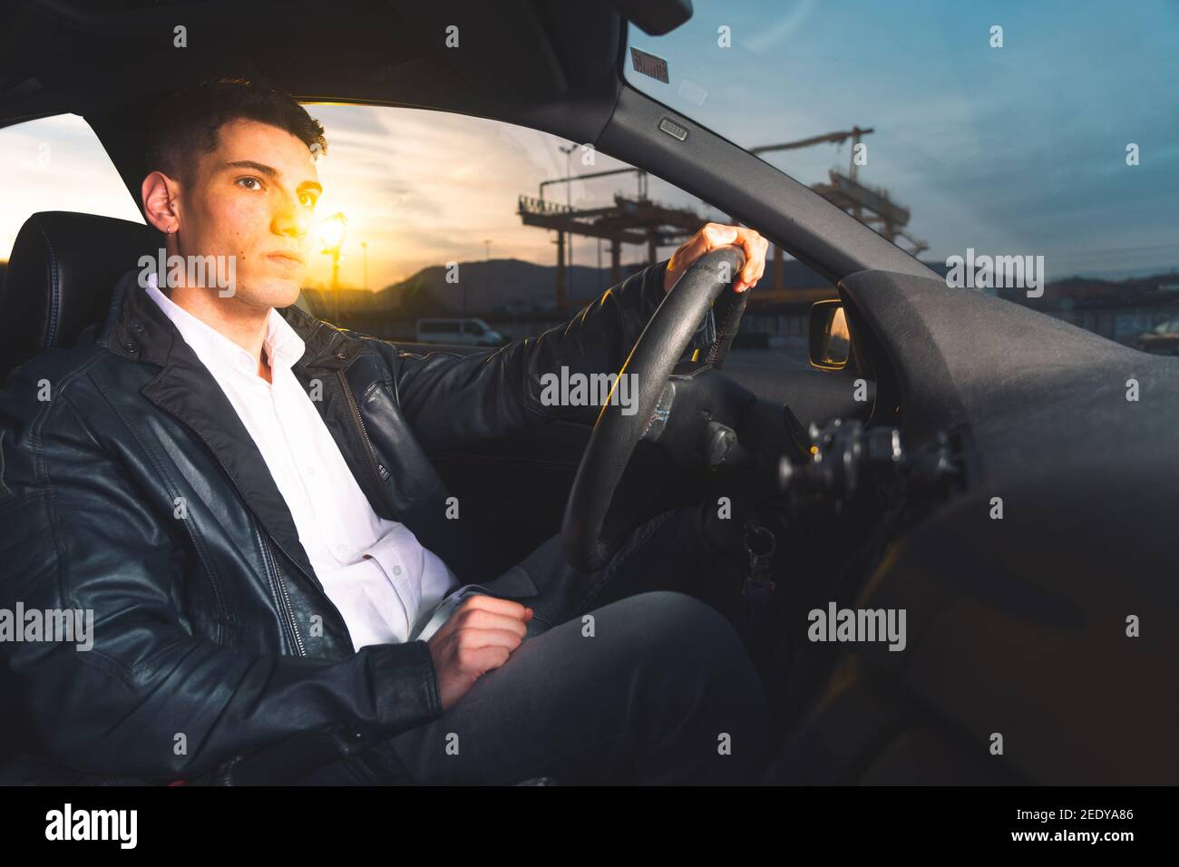 Man in car night hi-res stock photography and images - Alamy