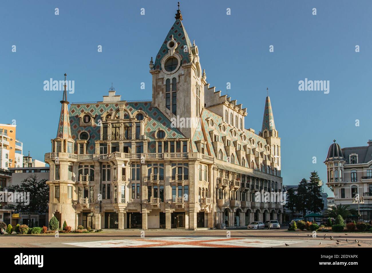 Medea monument europe square building exterior city street caucasus ...