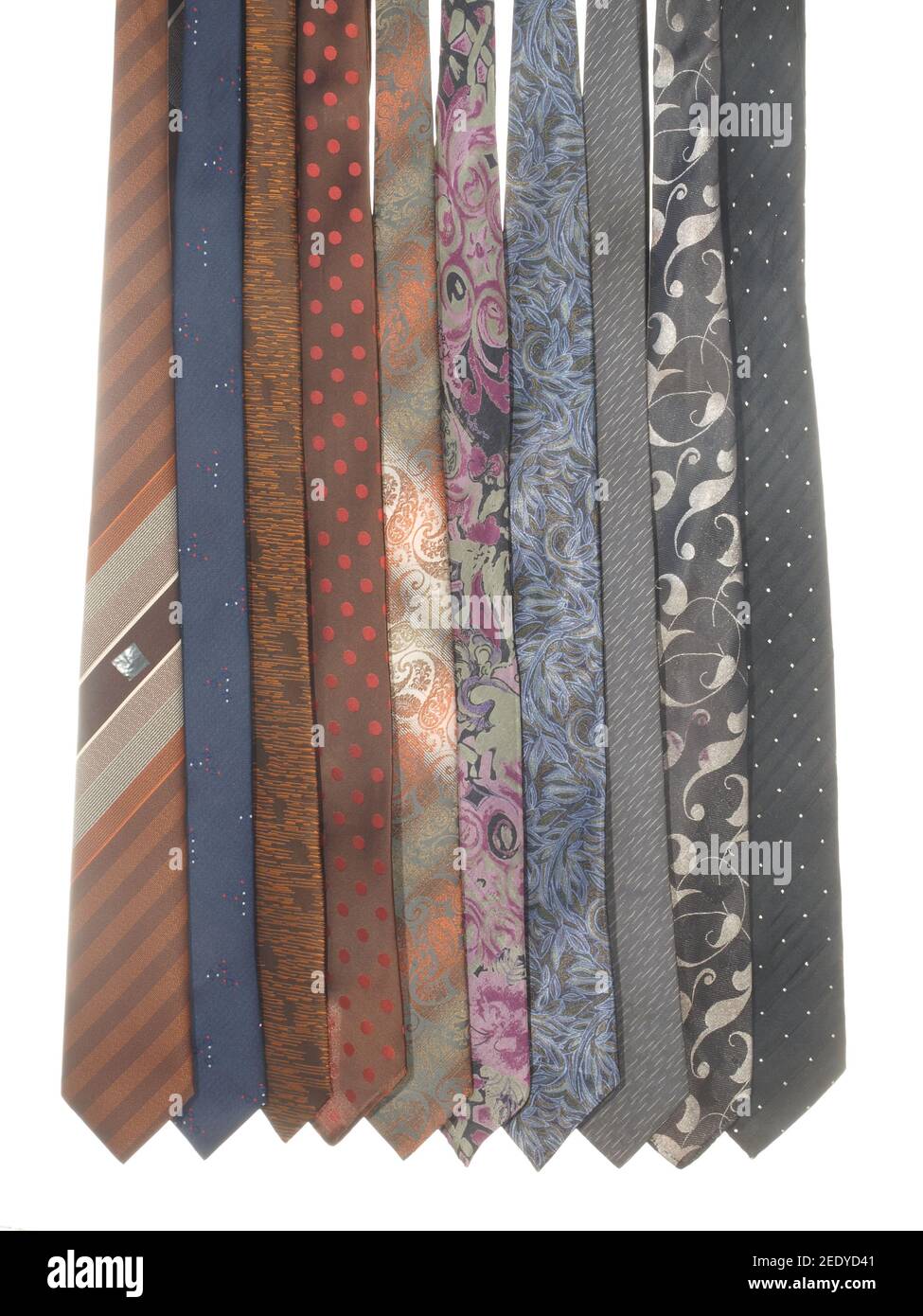 Variety of men's ties isolated on white background. Ties of various ...