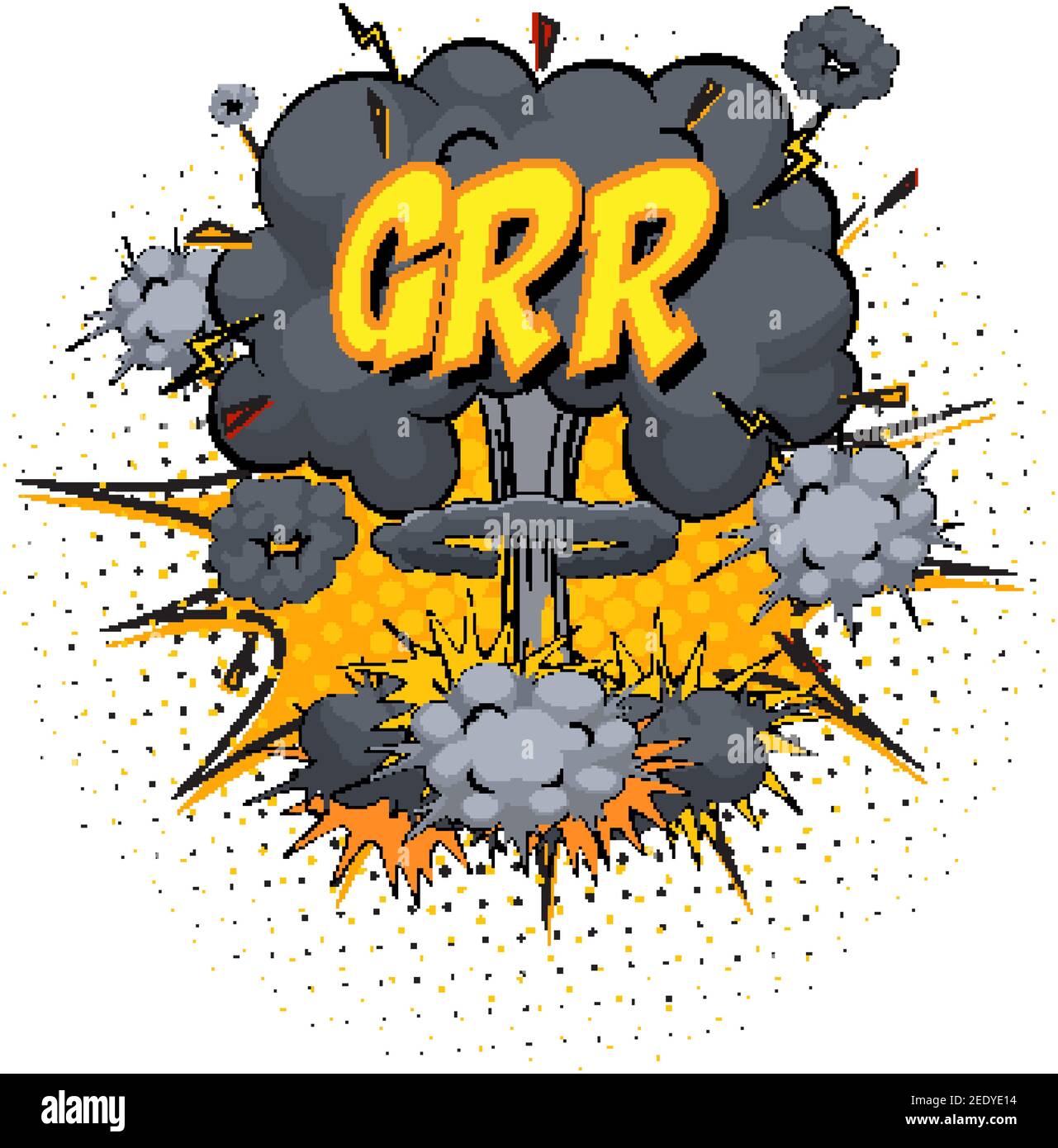 GRR text on comic cloud explosion isolated on white background ...