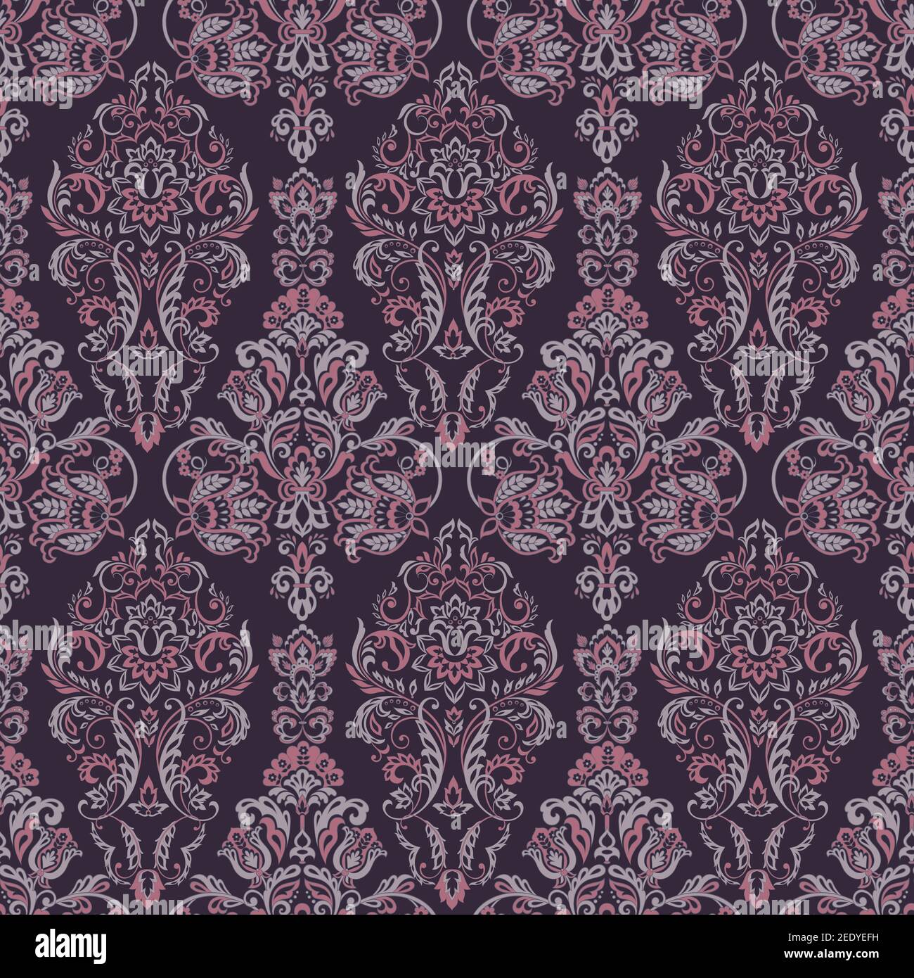 Vector Floral textured print. Damask Seamless vintage pattern. Can be ...