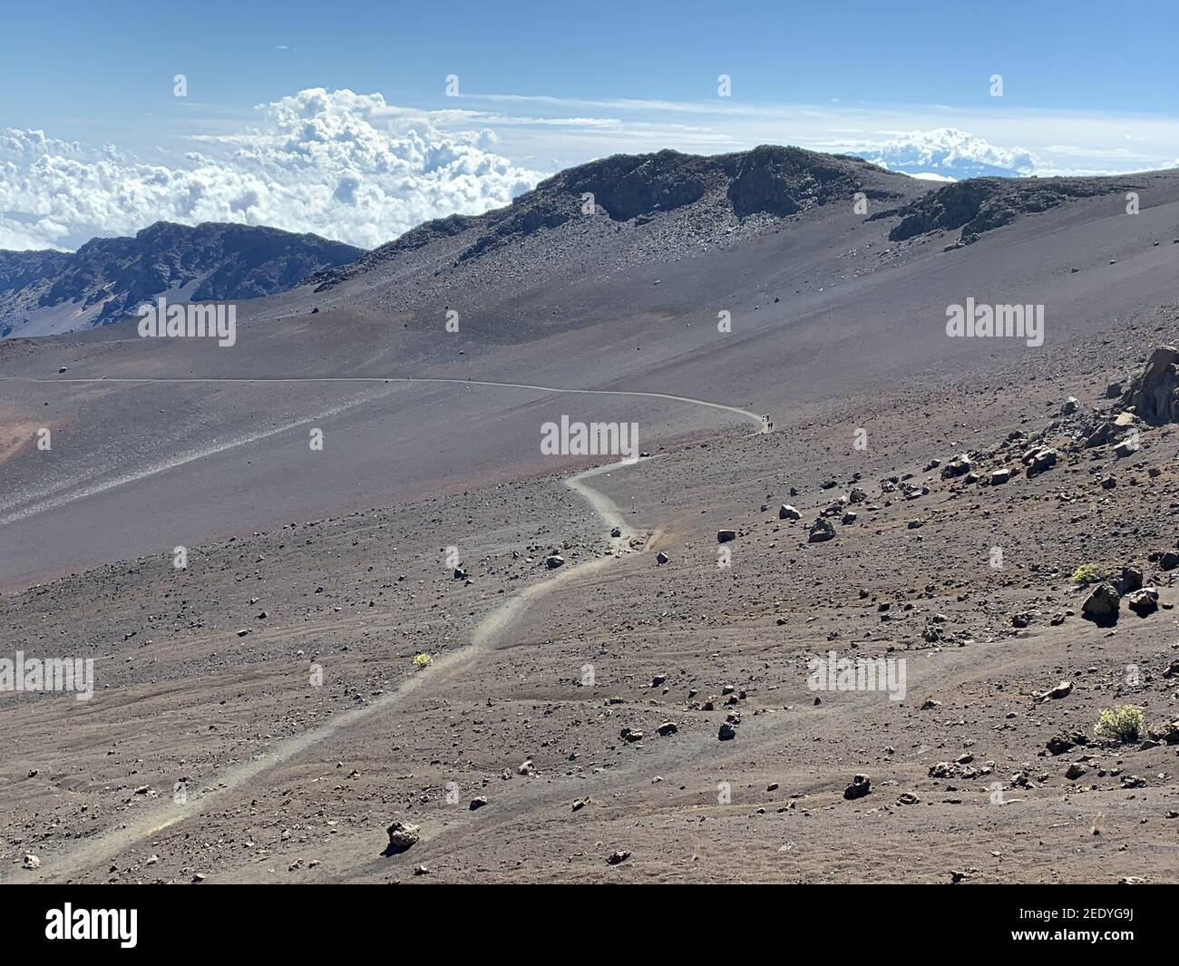 Walking path through the high elevation landscape at Haleakala, the ...