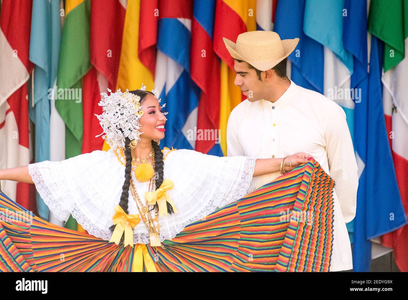 Panamanian Roots, a dance group performing in Mel Lastam square during ...