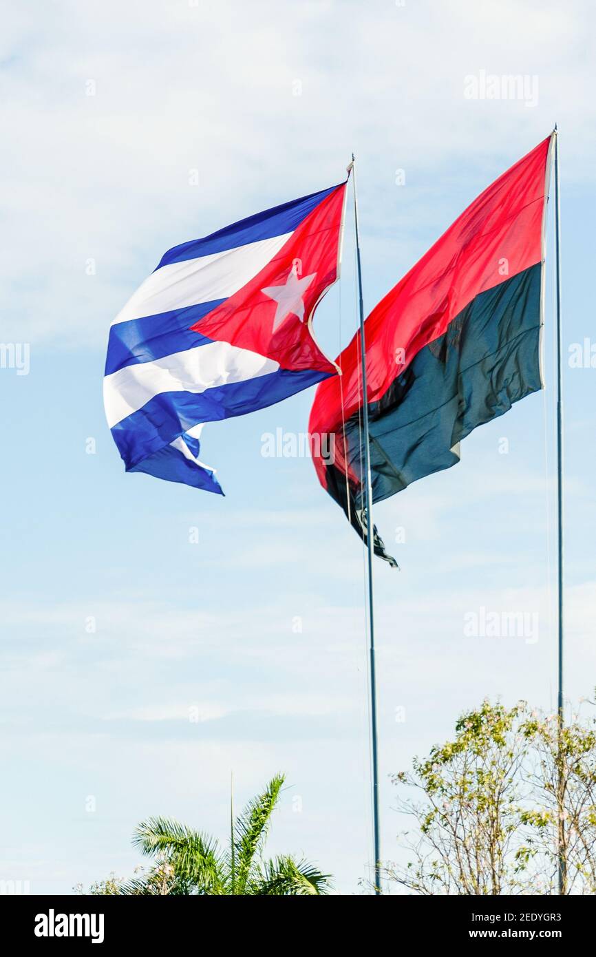 Photo of the two main Cuban flags displayed at political events in the ...