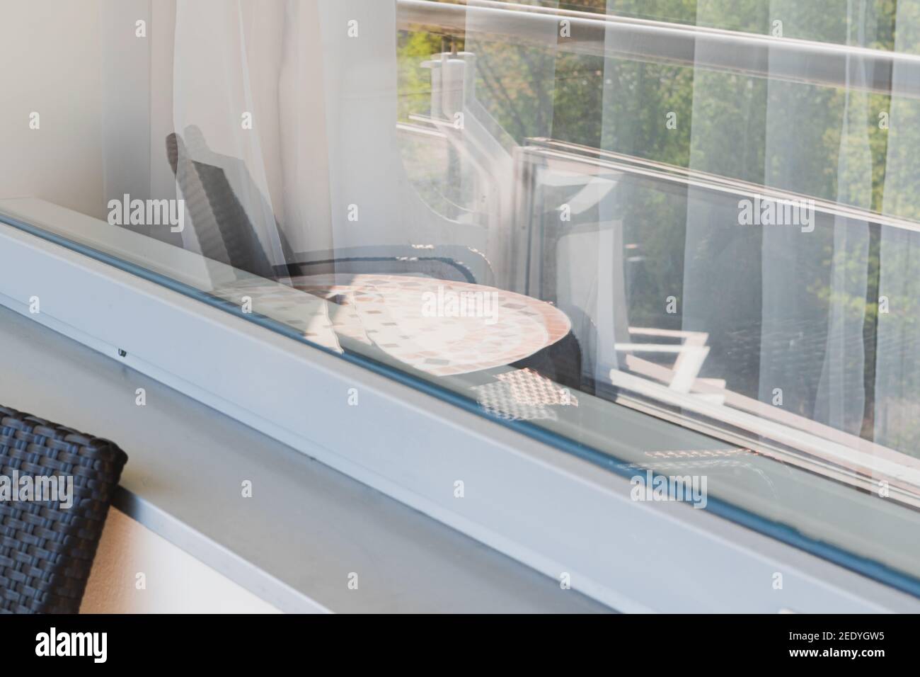 Mystical reflection in hotel windows. Window reflection Stock Photo - Alamy