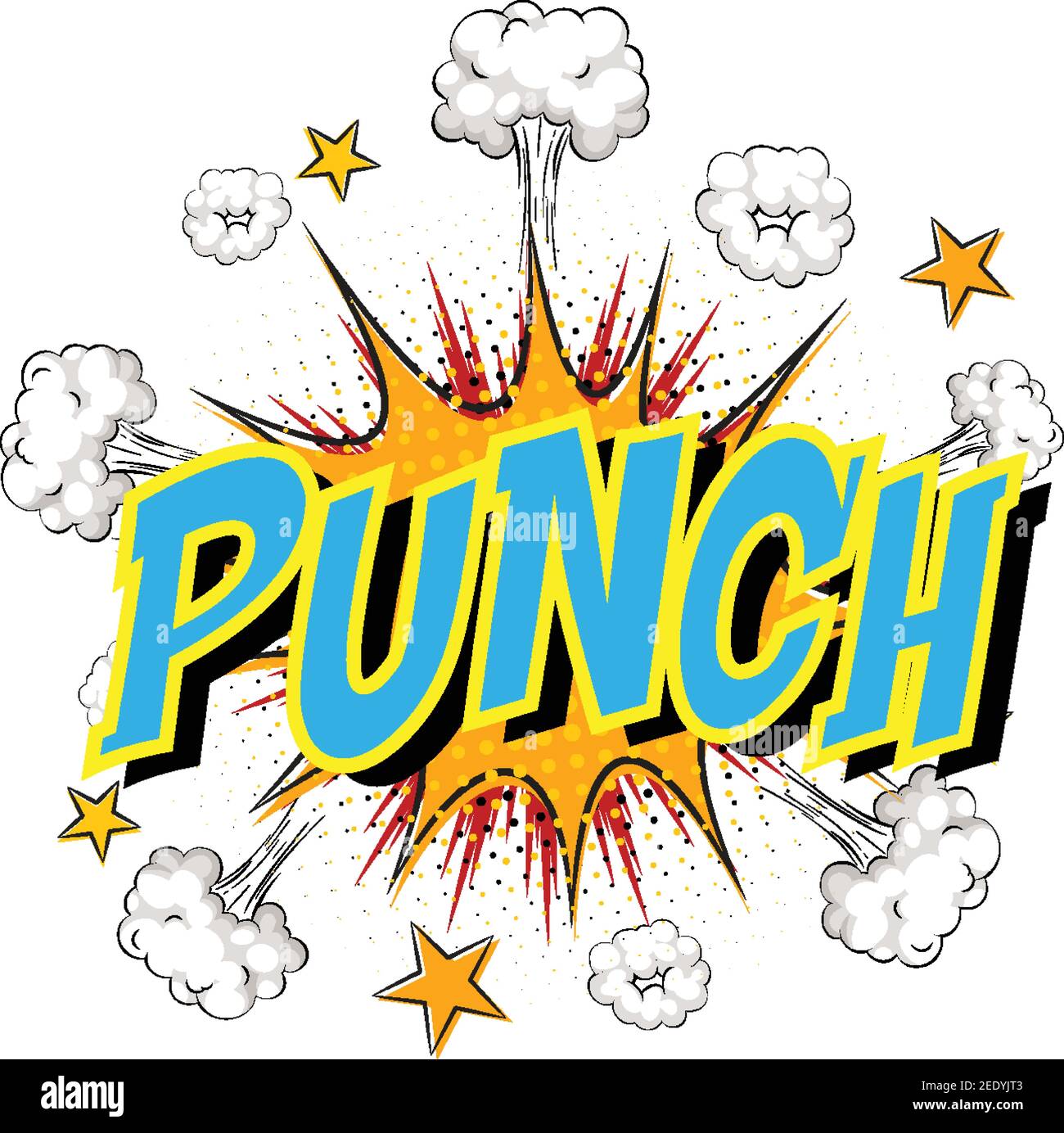 Word Punch on comic cloud explosion background illustration Stock ...