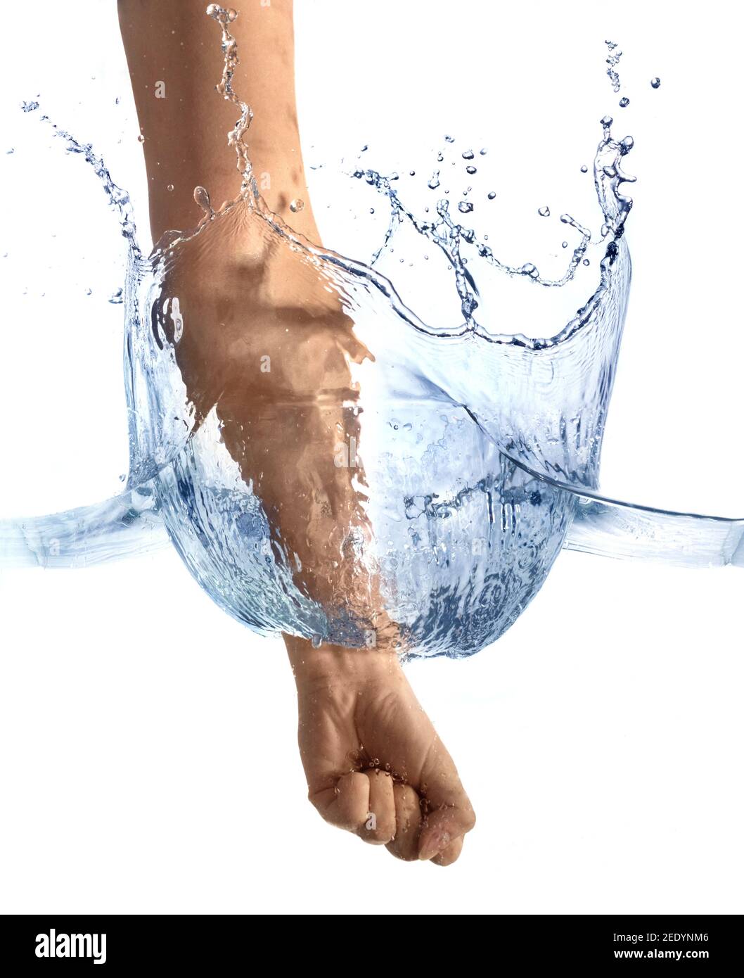 Fist hitting surface of the water. Water splash. Power of water ...