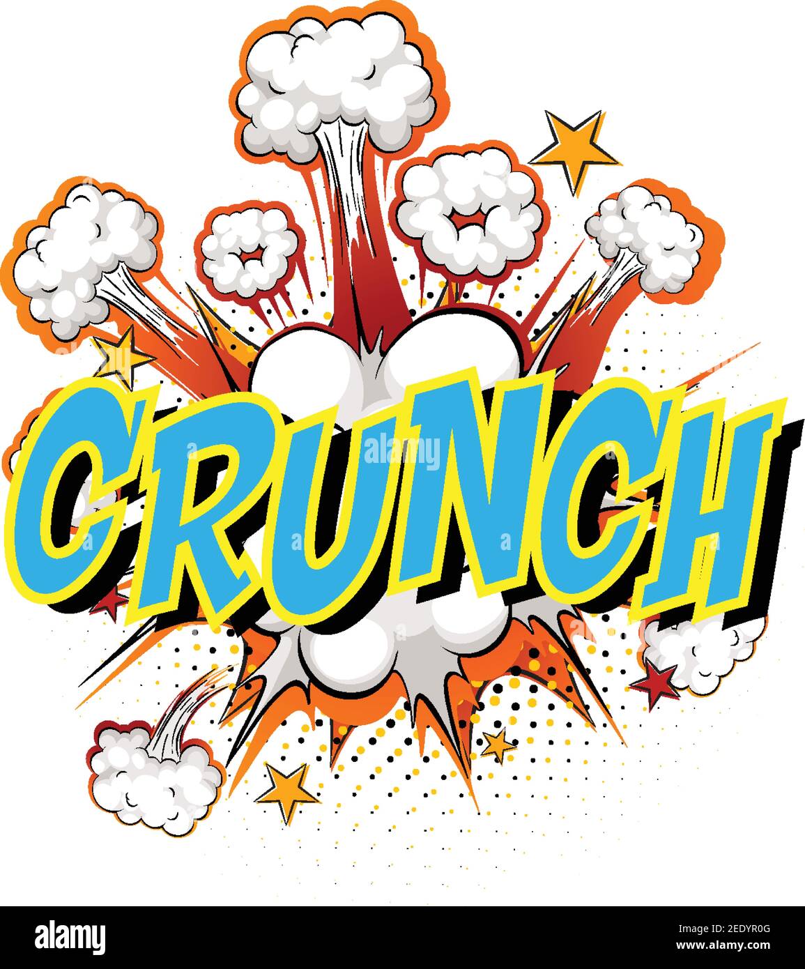 Word Crunch on comic cloud explosion background illustration Stock ...