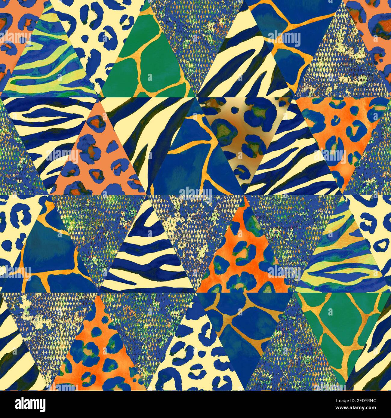 Trendy imitation sewn triangular pieces of fabric in patchwork style ...