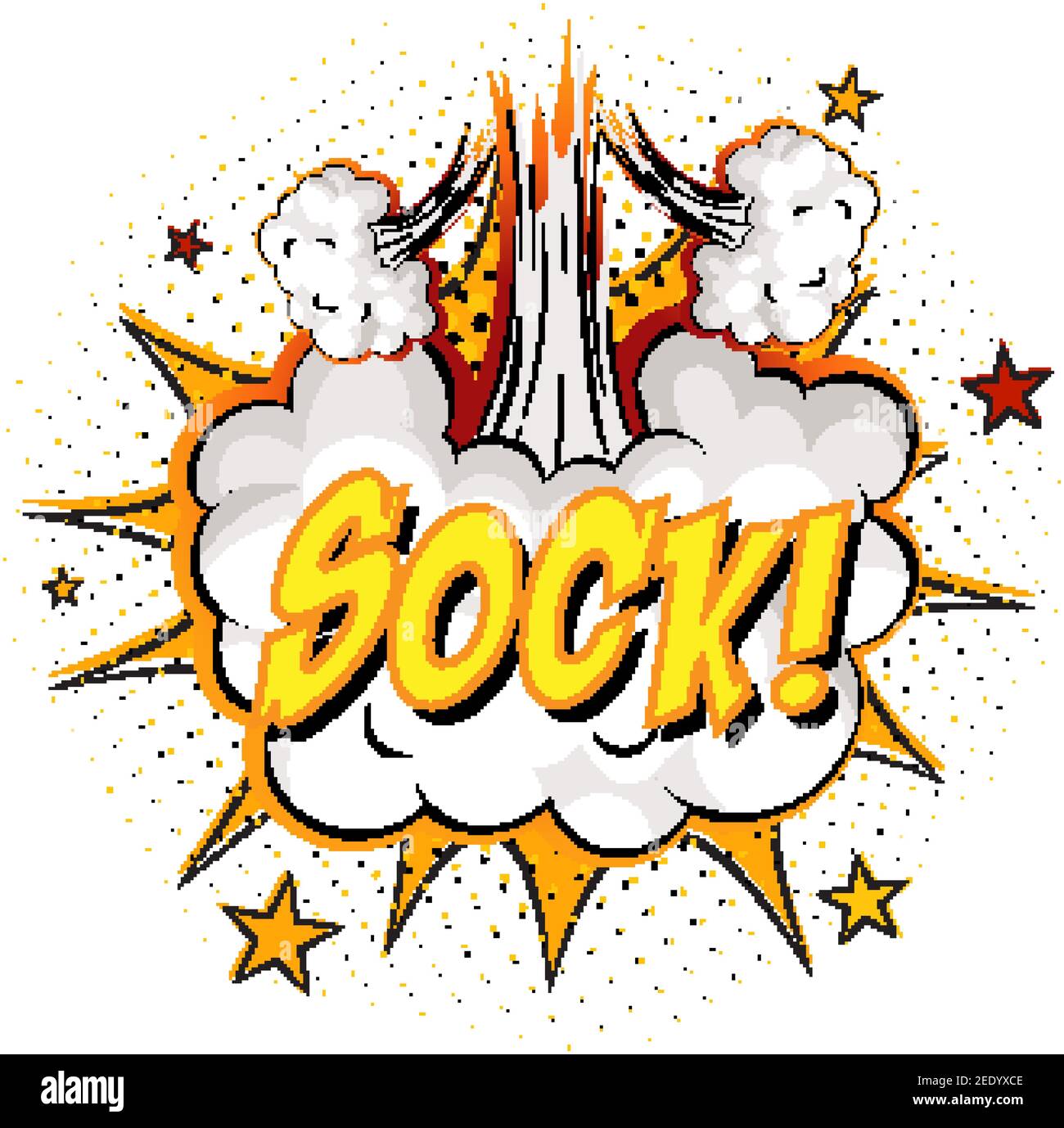 SOCK text on comic cloud explosion isolated on white background ...