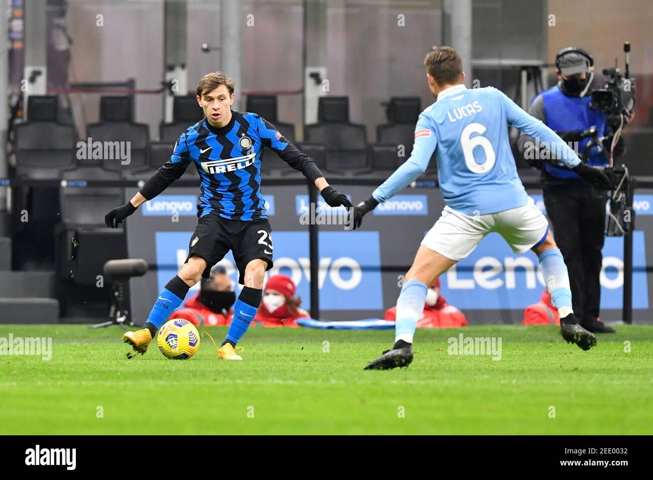 Milano, Italy. 14th Feb, 2021. Nicolo Barella (23) of Inter Milan seen ...