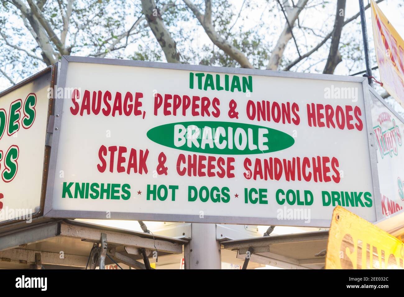 Sign Advertising Italian, Sausage, Peppers, Onions, Heroes, Braciole ...