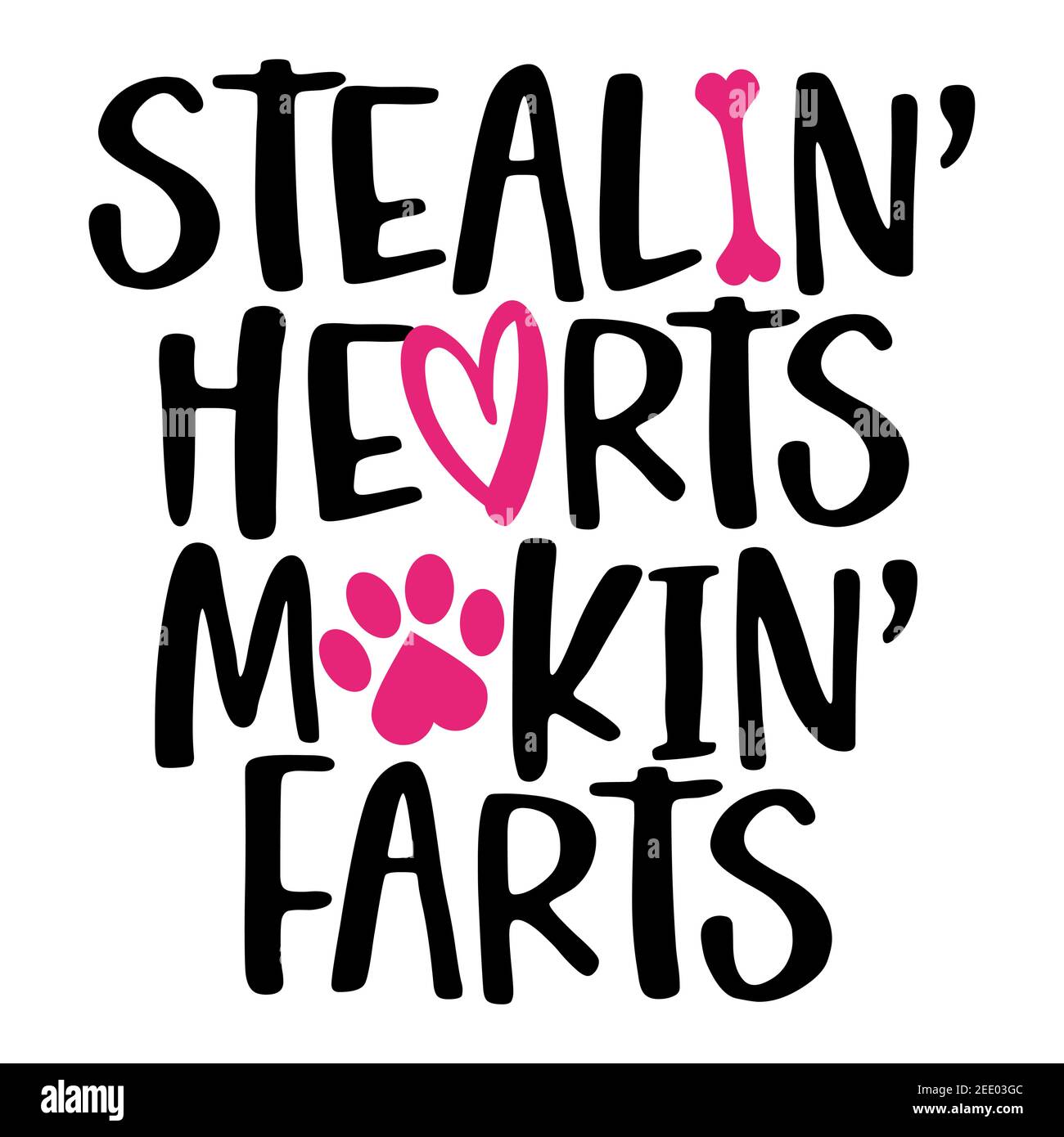 Stealing hearts and making farts - words with dog footprint. - funny ...