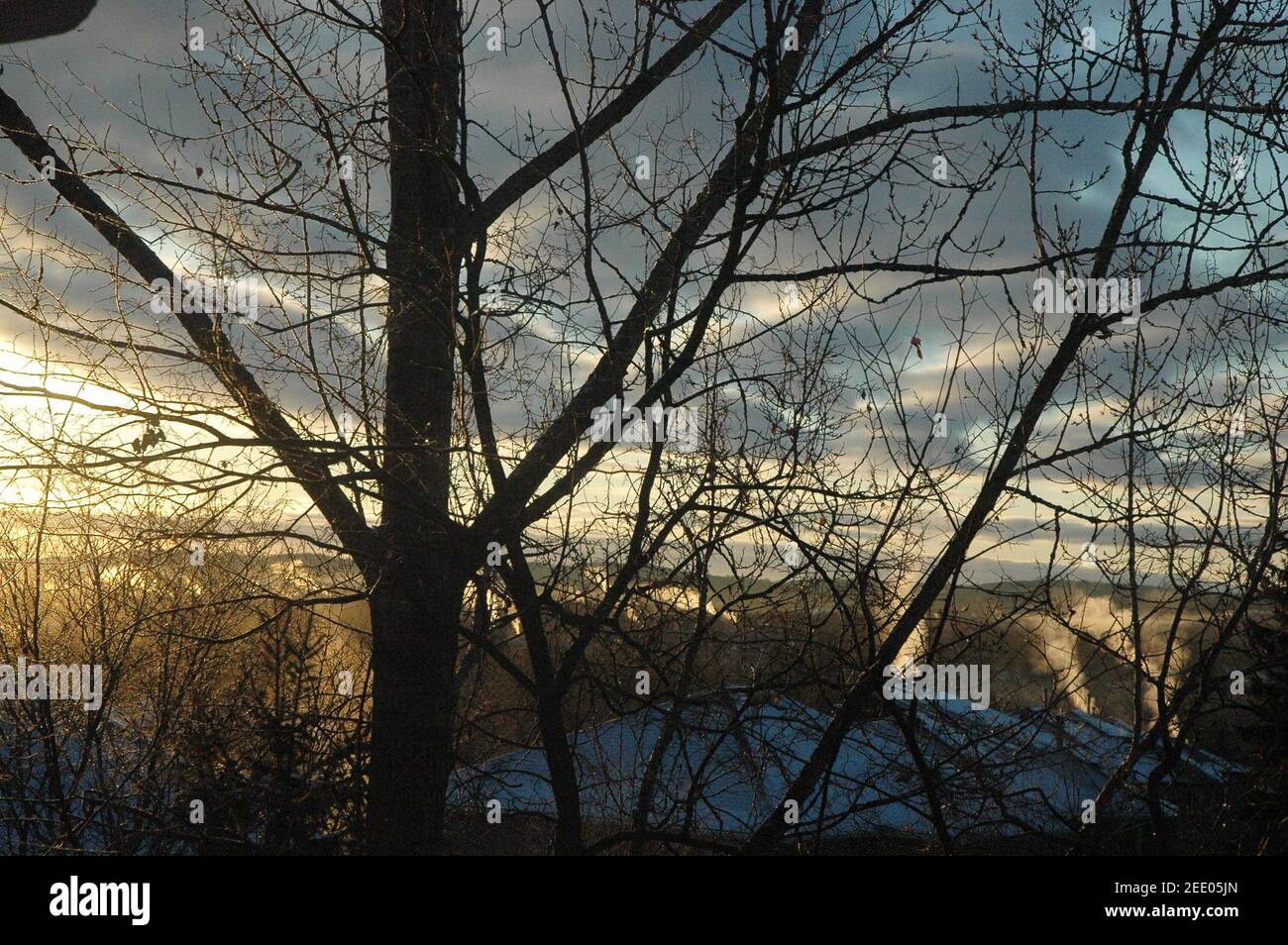 Chimney smoke in the morning Stock Photo - Alamy