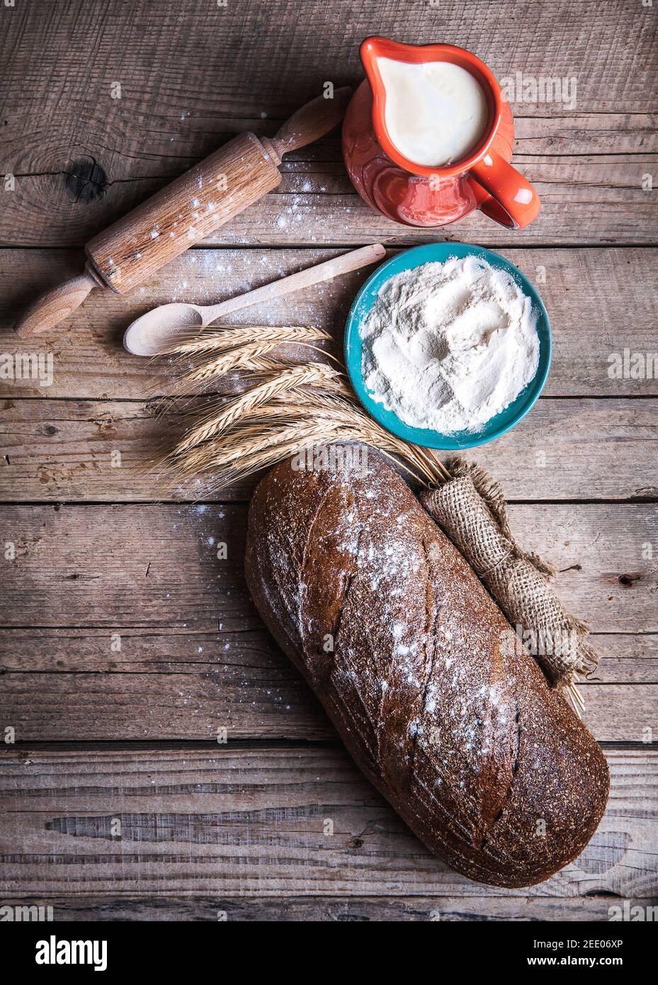 food. beautiful set for baking bread and Stock Photo - Alamy