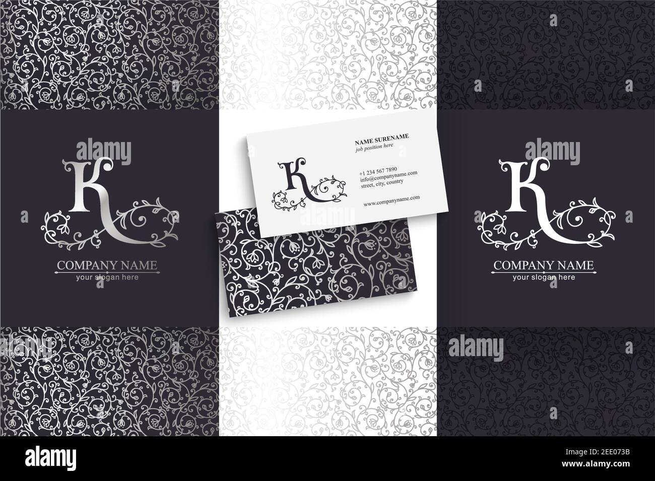 Letter K logo template. Monnogram, delicate floral design. Personal ...