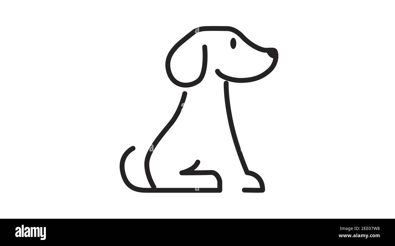Black and White Flat Dog Icon. Vector Isolated Illustration of a Dog ...