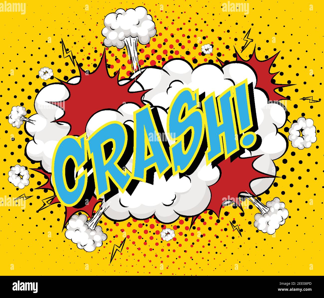 Word Crash on comic cloud explosion background illustration Stock ...