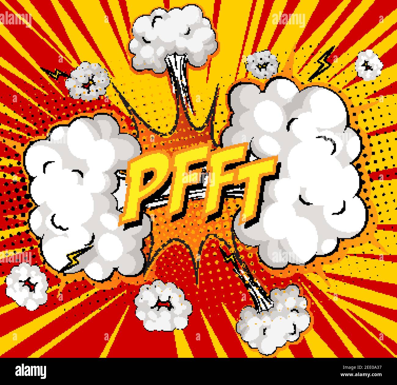 PFFT text on comic cloud explosion on rays background illustration ...
