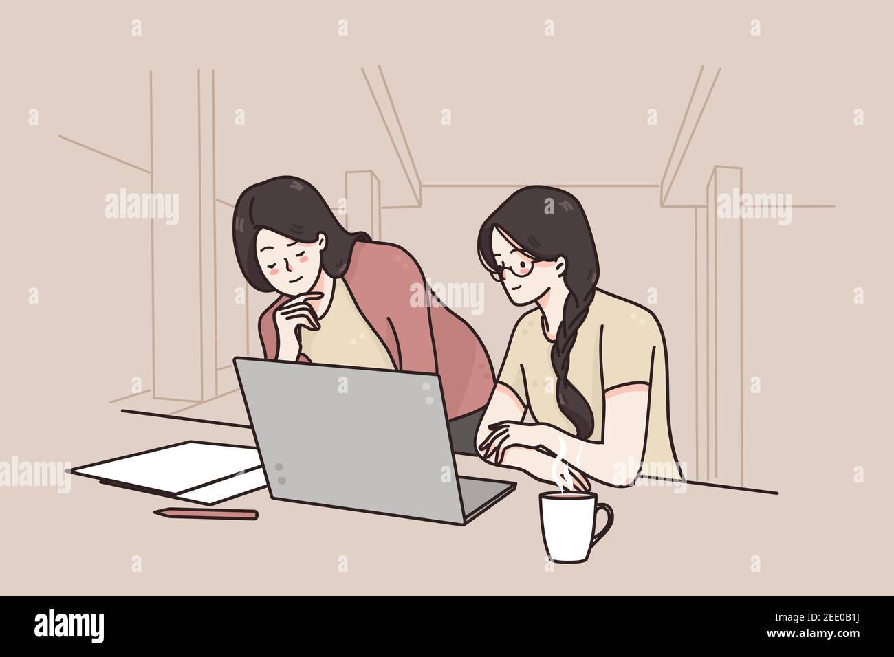 Office staff smiling Stock Vector Images - Alamy