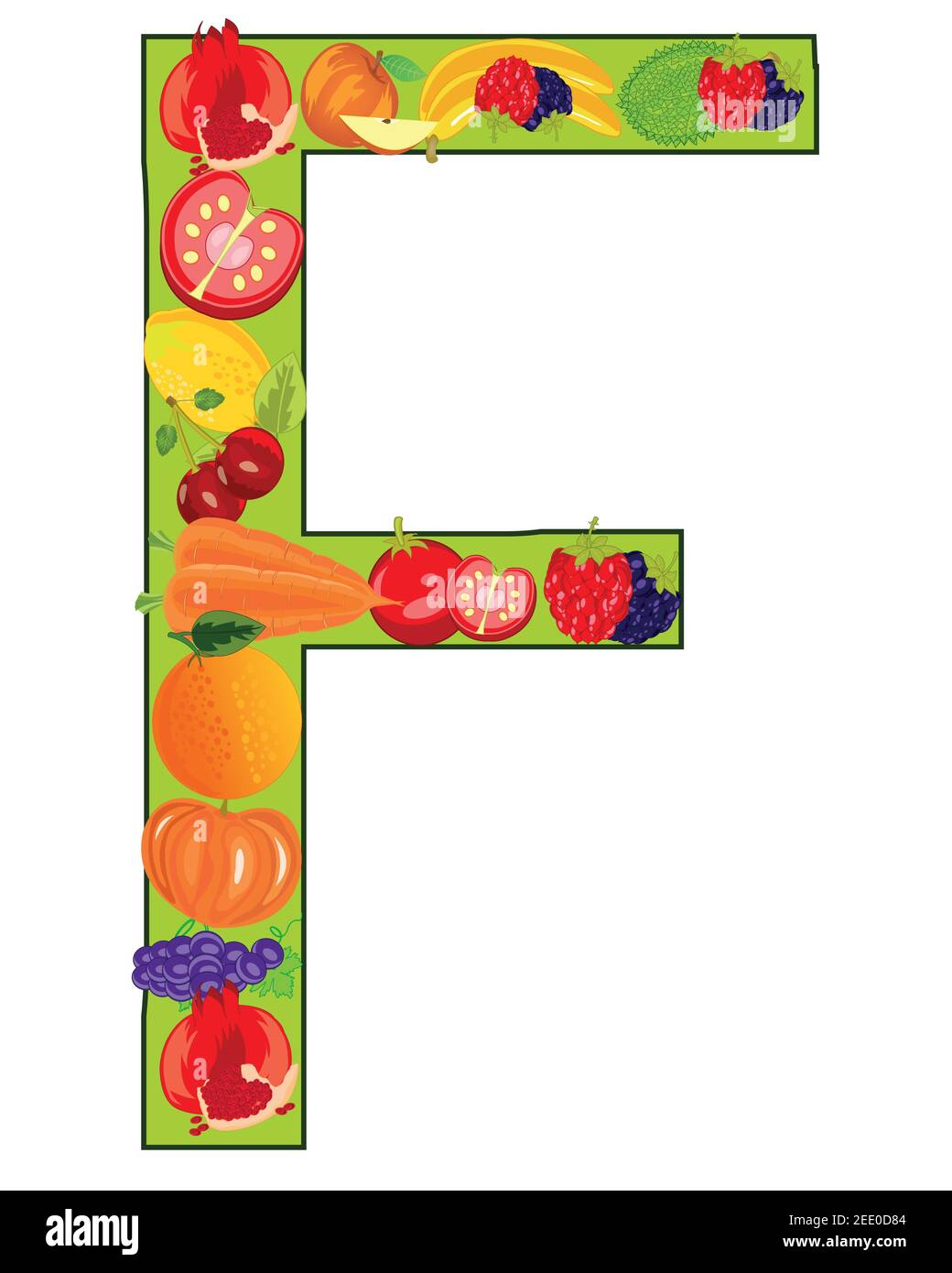 Vector illustration of the letter english alphabet F from fruit Stock ...