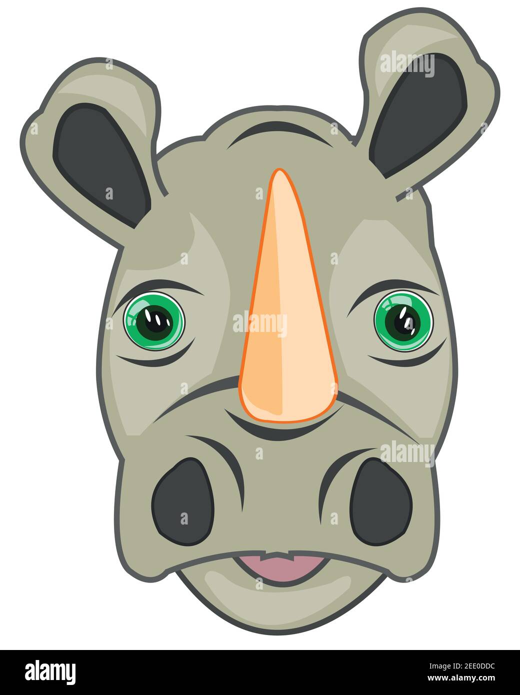 Portrait of the rhinoceros cartoon on white background is insulated ...