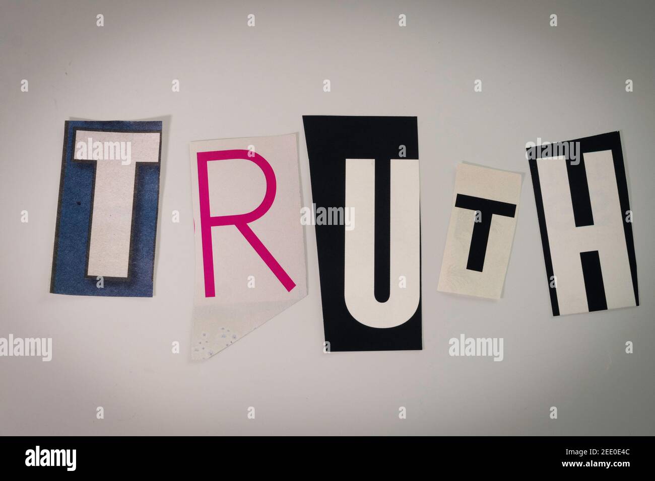 The Word "Truth" using cut-out paper letters in the ransom note effect ...