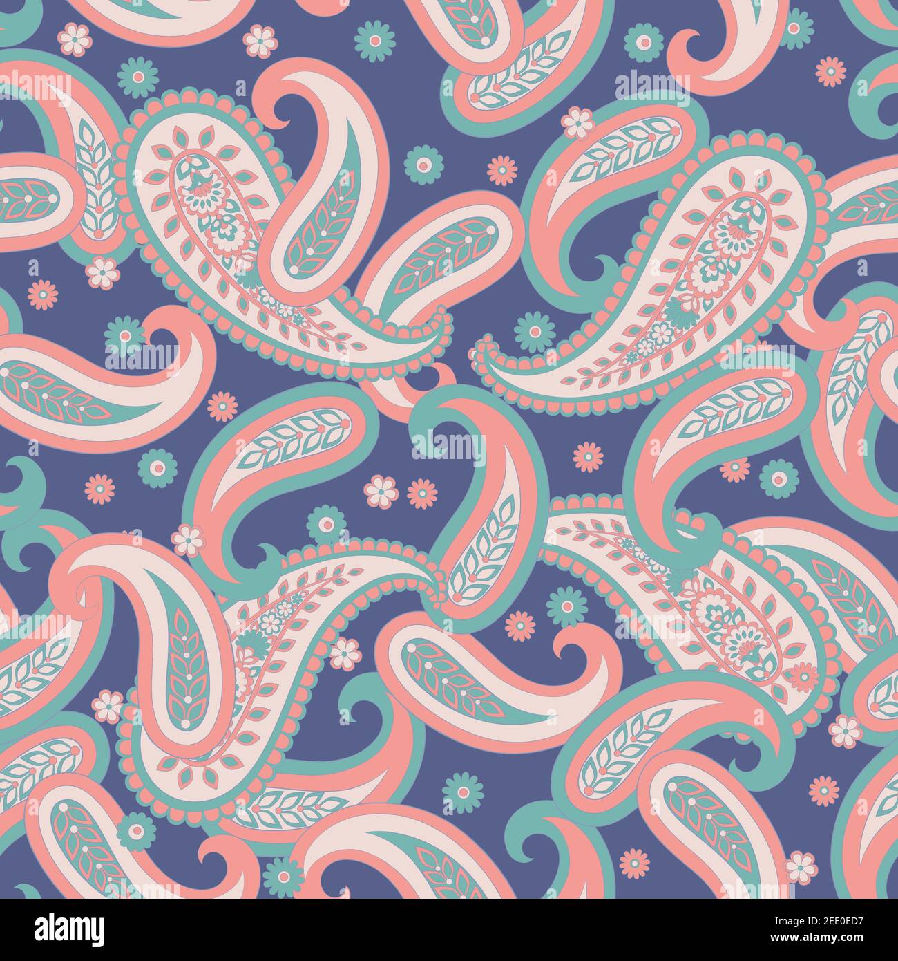 Floral seamless pattern with paisley ornament. Vector illustration ...