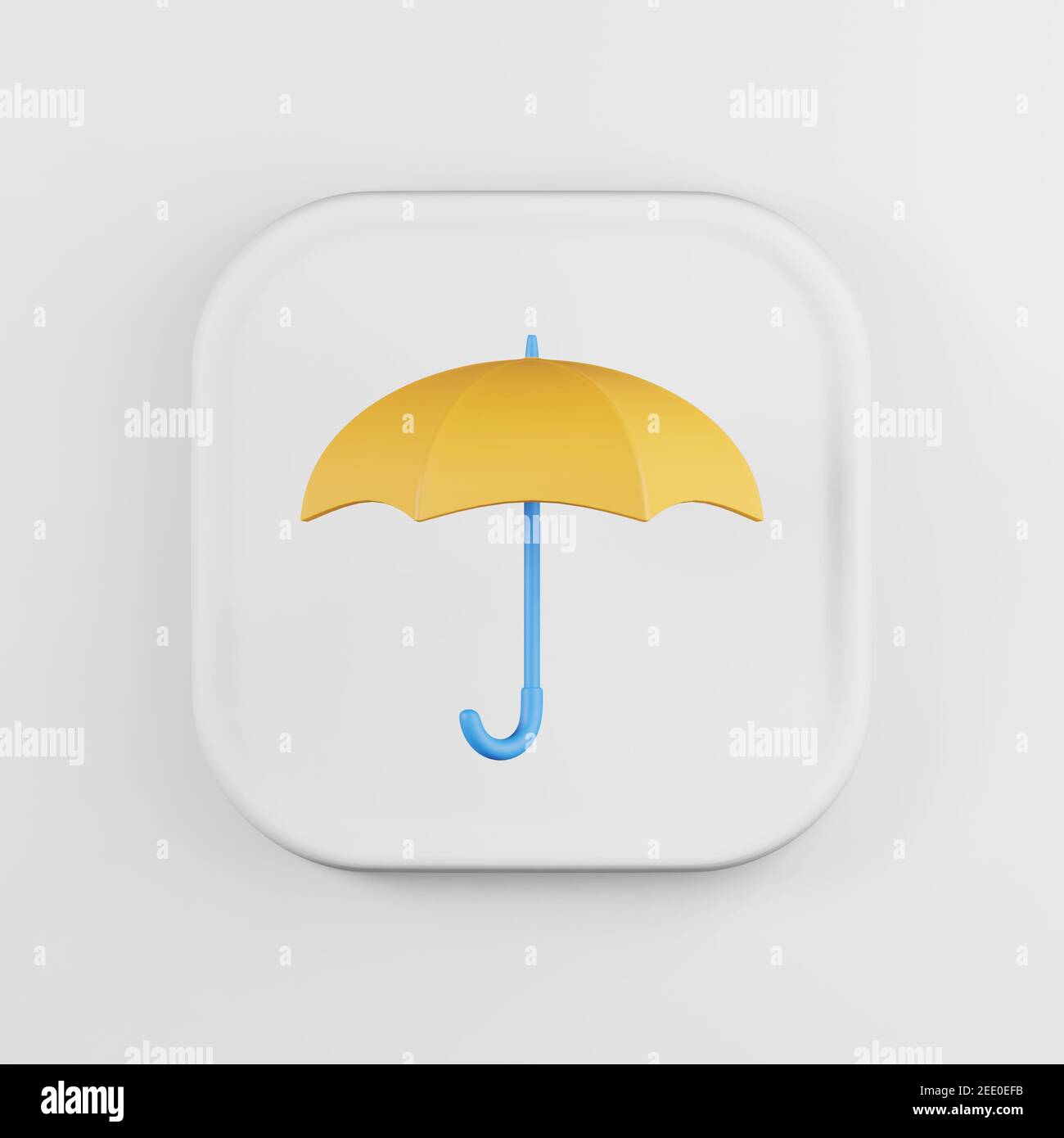 Yellow umbrella icon. 3d rendering white square button key, interface ui ux element Stock Photo ...