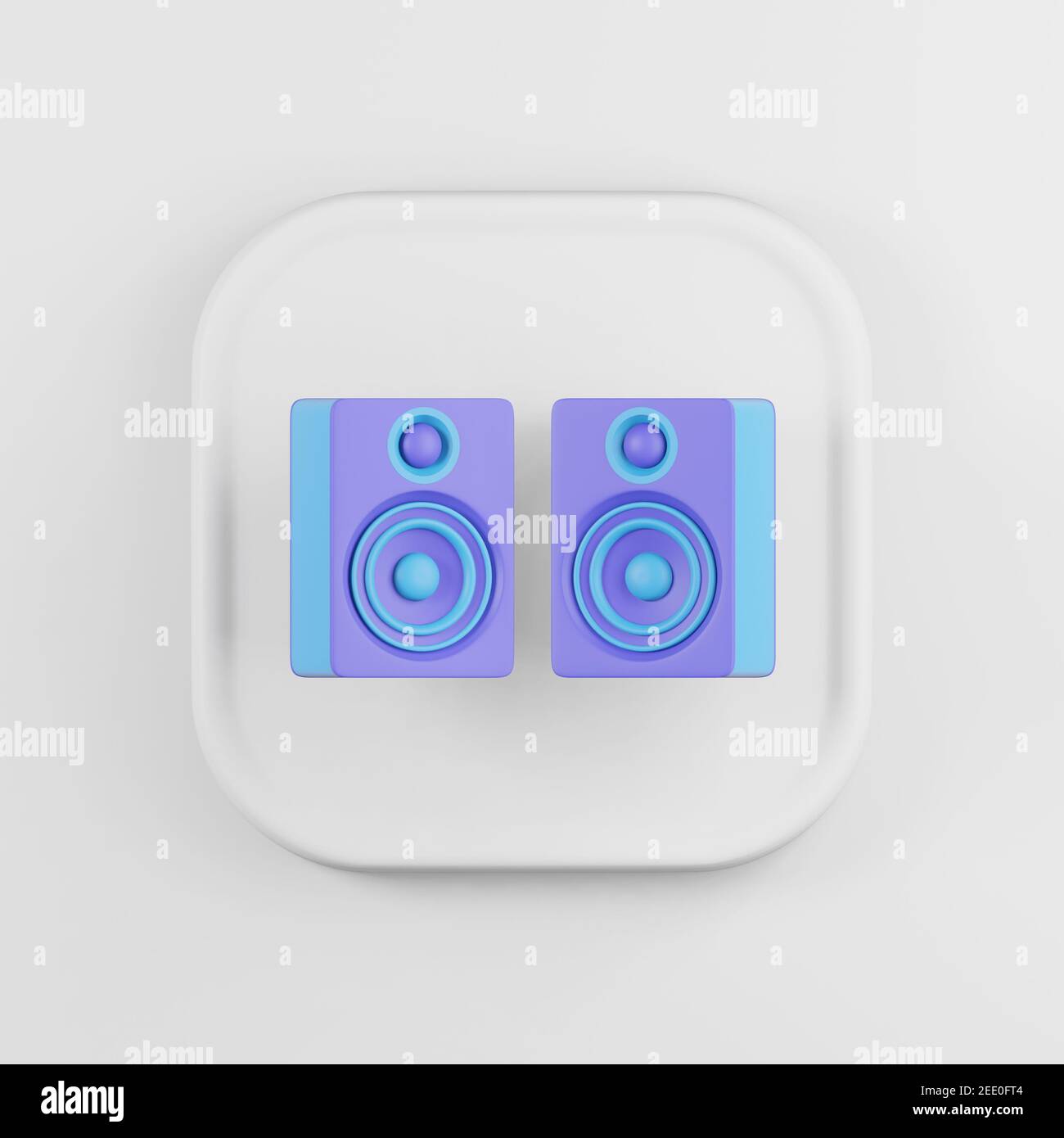 Colored speakers icon. 3d rendering white square button key, interface ui ux element Stock Photo ...