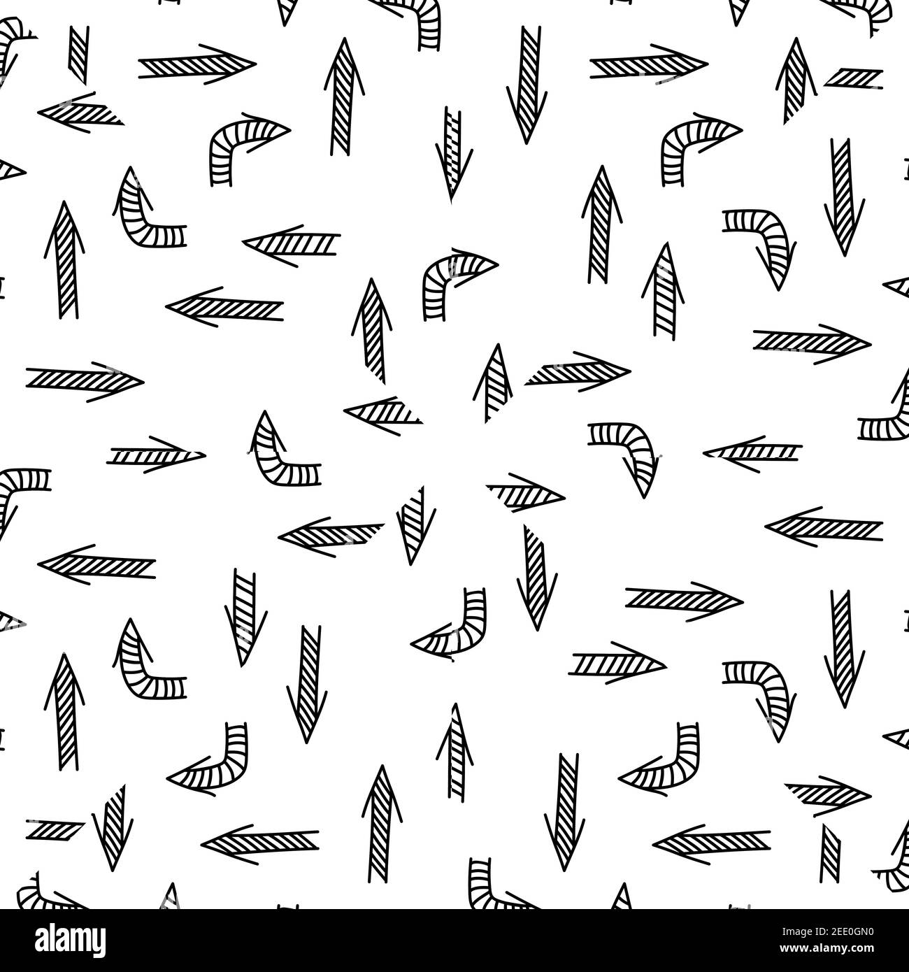 Seamless pattern with black line arrows on white background. Doodle ...