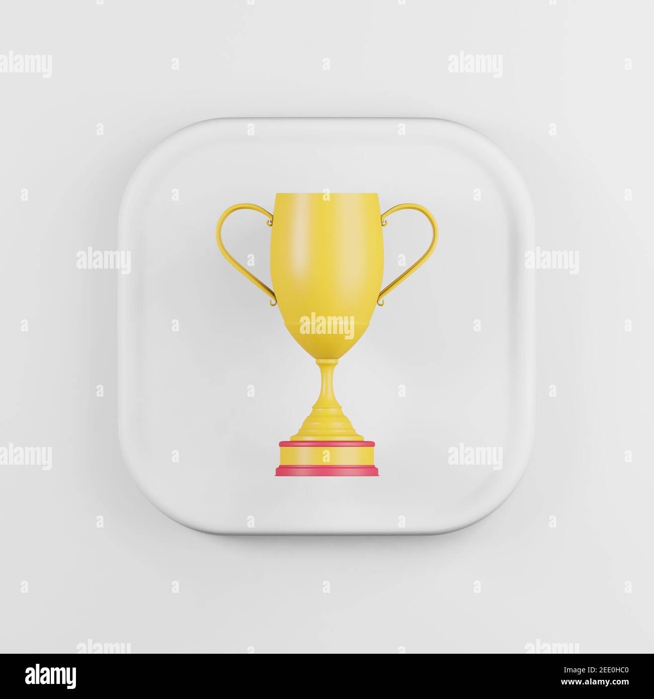 Winner cup yellow icon. 3d rendering white square button key, interface ui ux element Stock ...