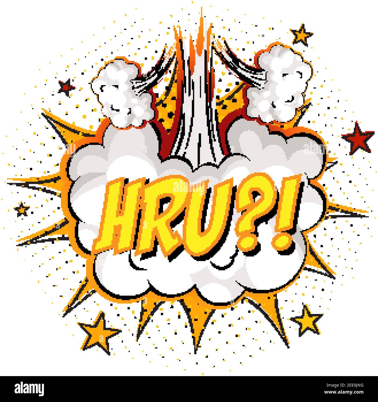 HRU text on comic cloud explosion isolated on white background ...