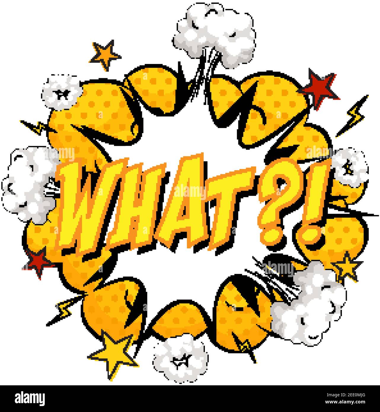 WHAT text on comic cloud explosion isolated on white background ...