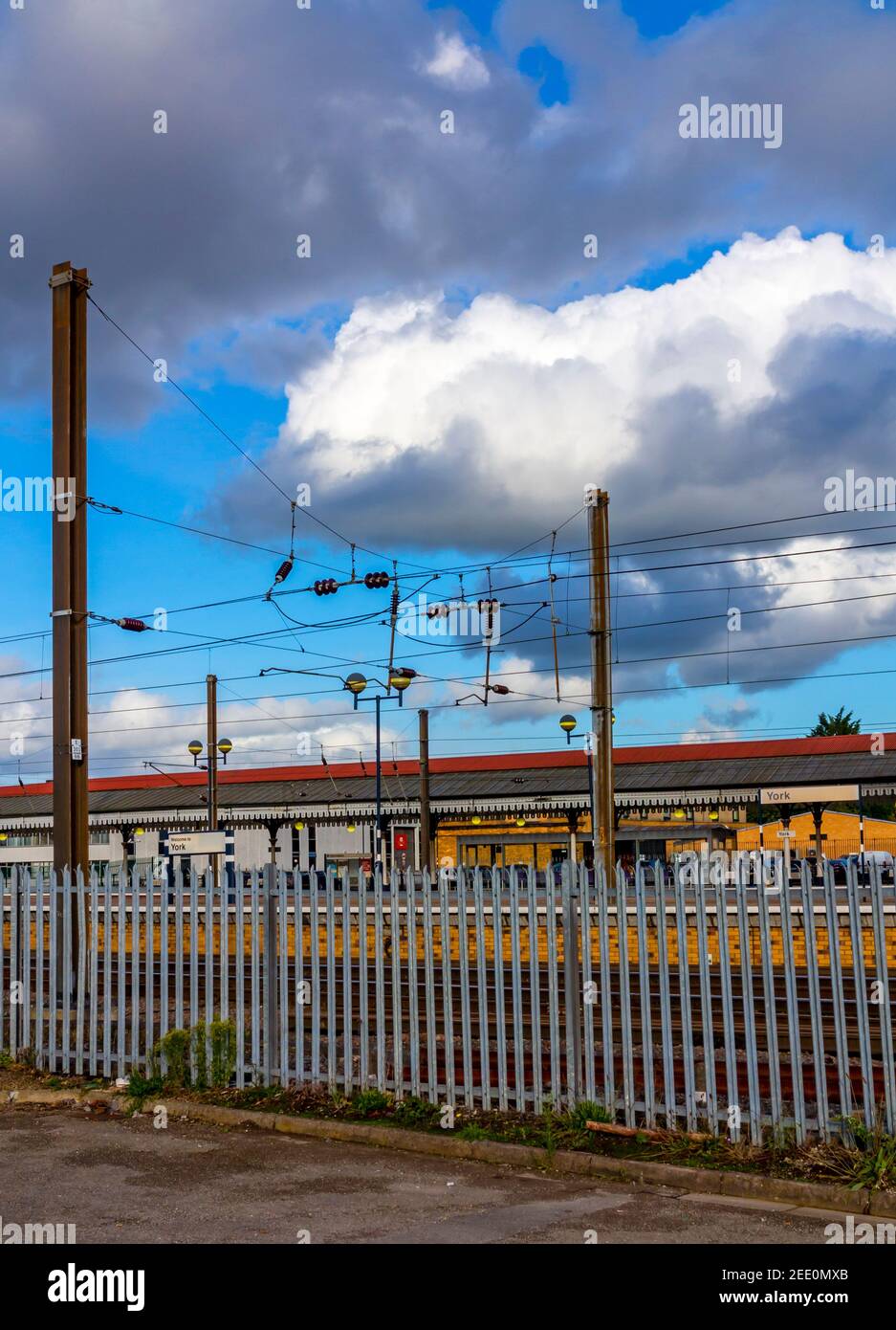 Electric cables at York Railway Station on the East Coast Mainline in ...