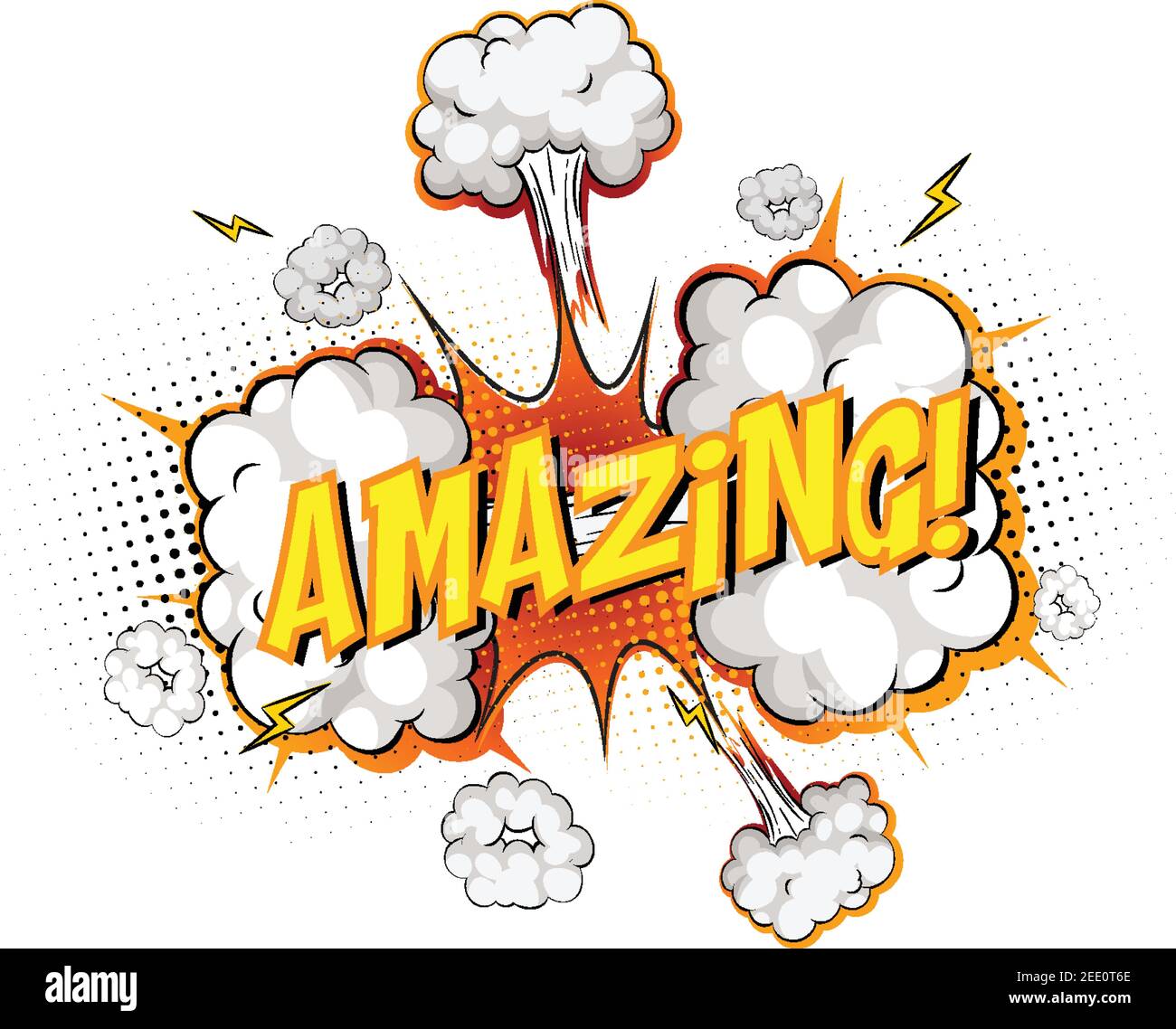 Word Amazing on comic cloud explosion background illustration Stock ...