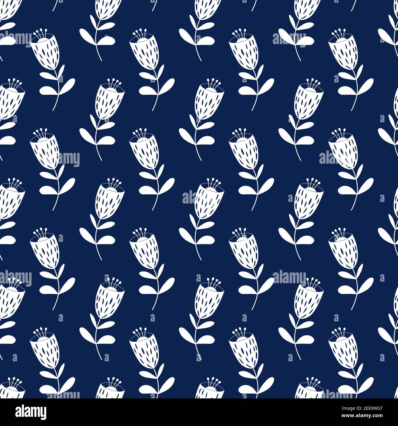 Seamless floral pattern based on traditional folk art ornaments. White ...