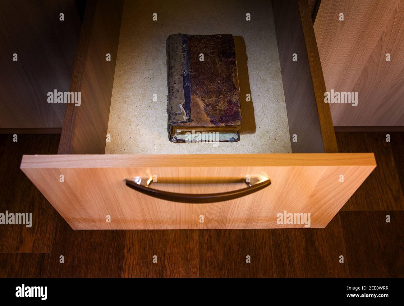 Old Book in the Opened Drawer of the Furniture Stock Photo - Alamy